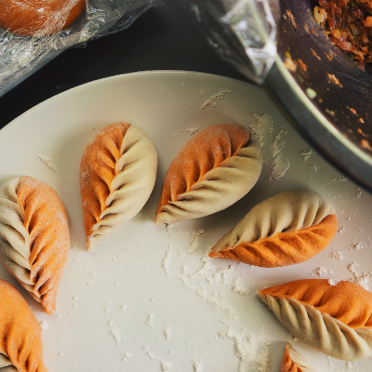Black and Red Bell Pepper Steamed Pork Buns | Little Fat Boy